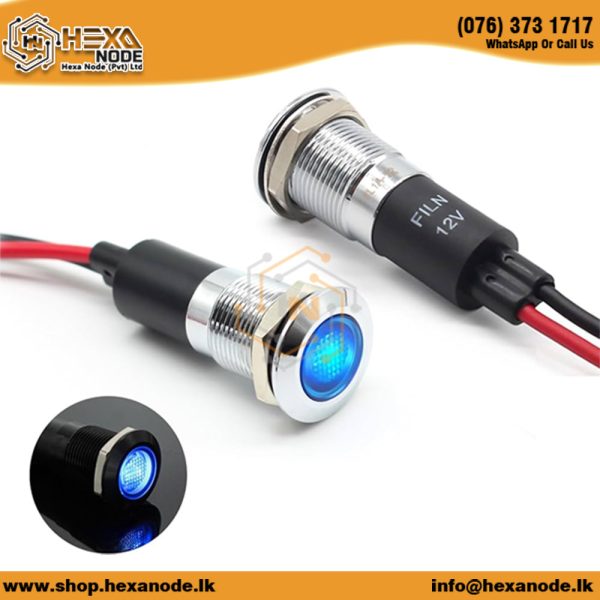 8MM Blue 12V IP68 Panel Mount LED Indicator – Hexa