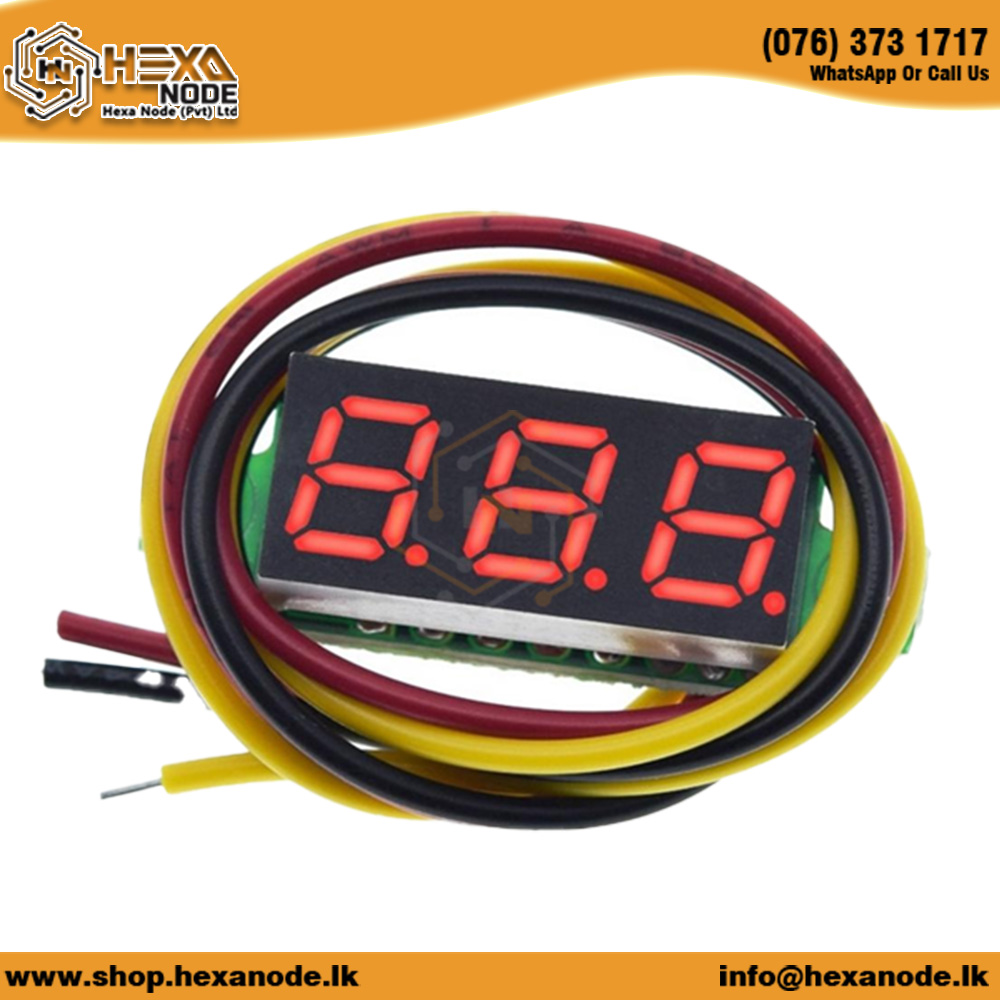 0.28” Red Color Digital Voltage Meter DC 0-100V DC – Hexa